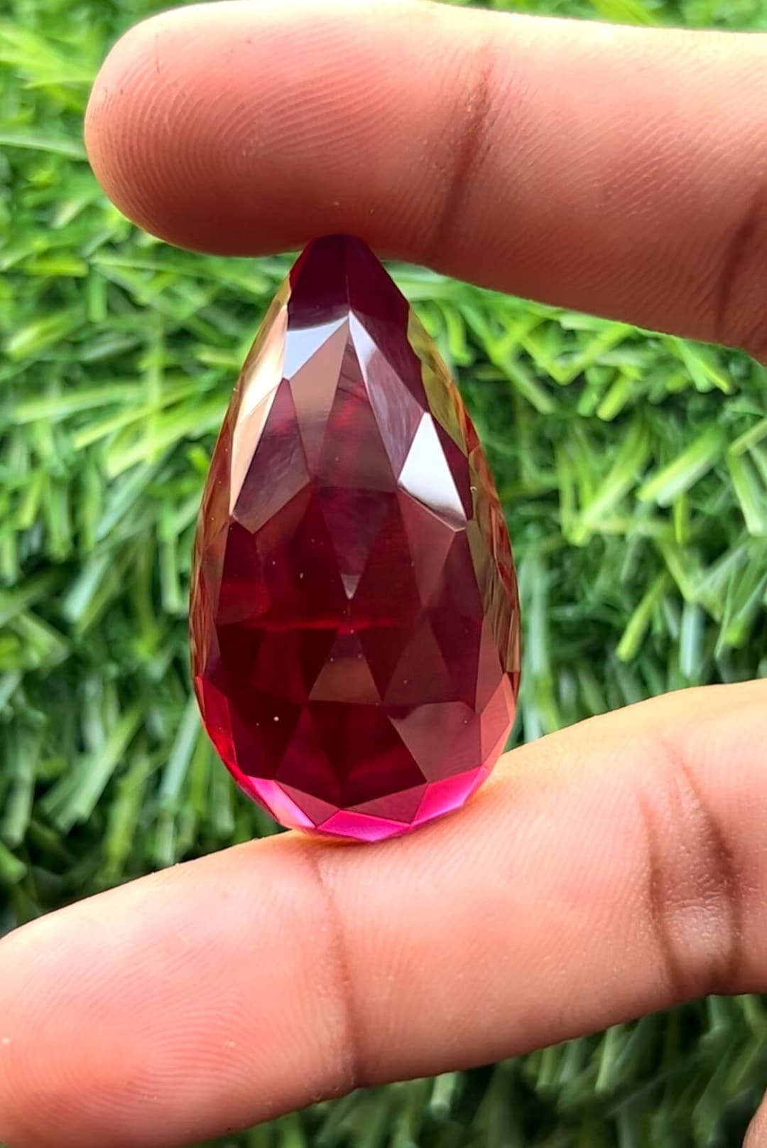 Lab Ruby Rose Cut Pear Shape Slice Ruby Pendants Loose Gemstone for ...