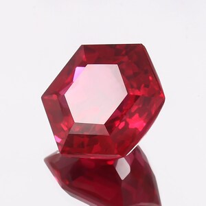 7 CT Lab Ruby Cut Gemstone Ruby Hexagon Shape Cut Stone Loose Wedding ...