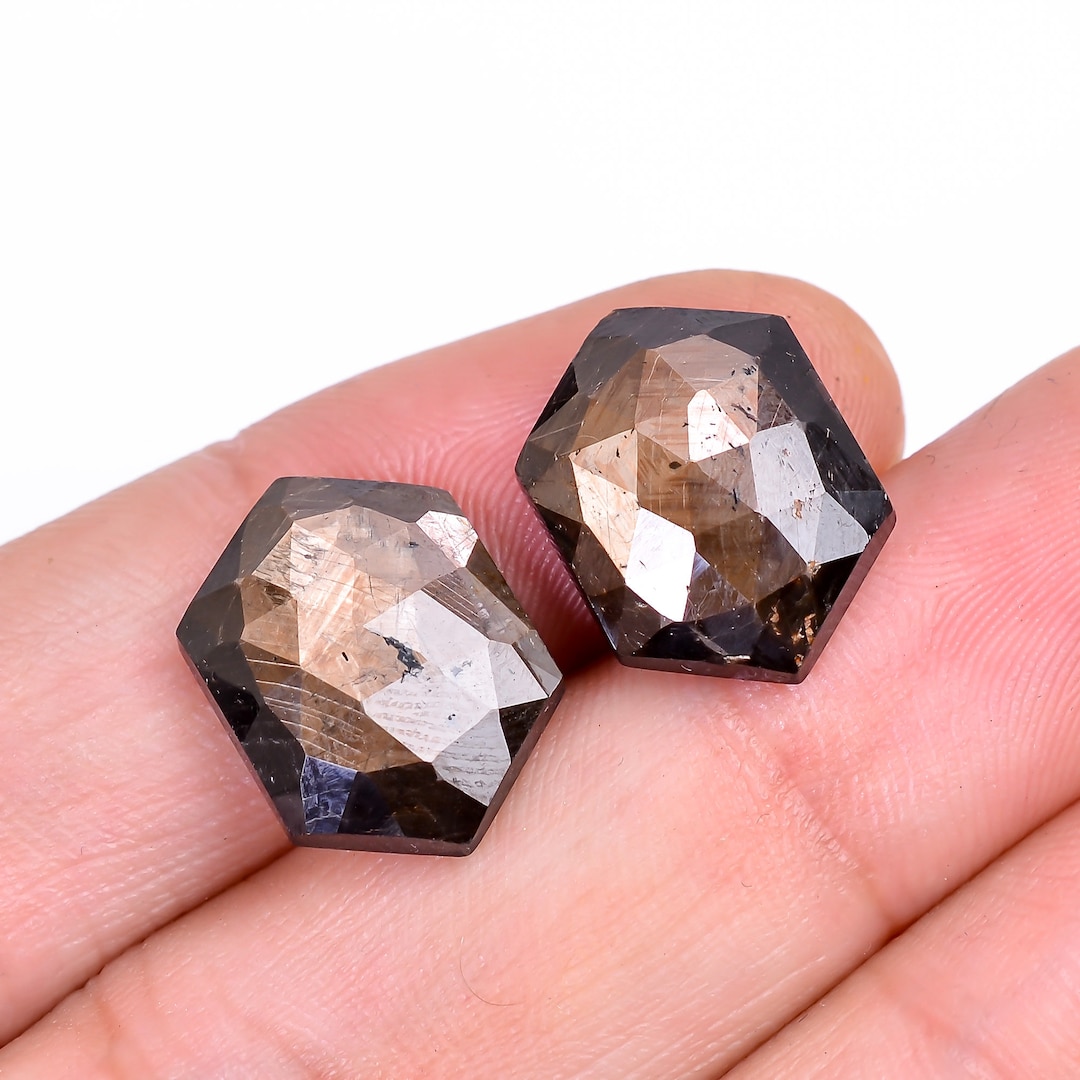 19.5 Ct. Golden Sapphire Pair: Faceted Rose Cut Gemstones (16X11X4 Mm ...