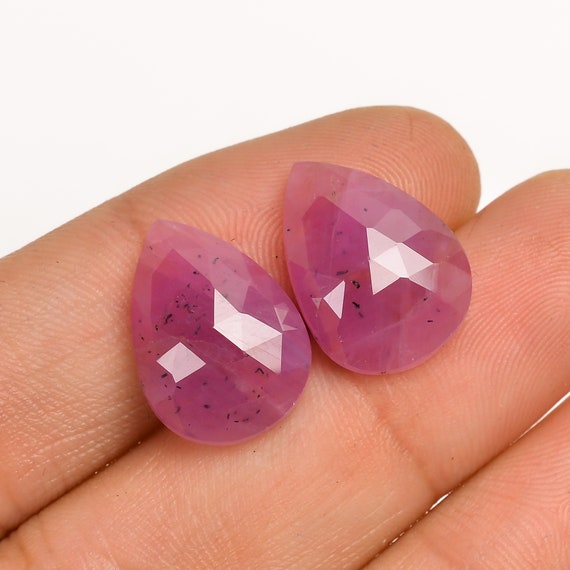 19 Ct Ruby Rose Cut Pair Natural Pink Ruby Rosecuts Slice Pear - Etsy