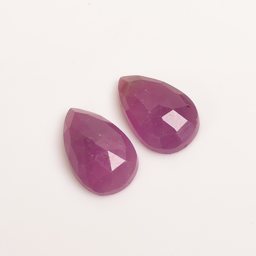 10 Ct Pink Ruby Rose Cut Pear Gemstone Pair: 14x8x4mm - Etsy