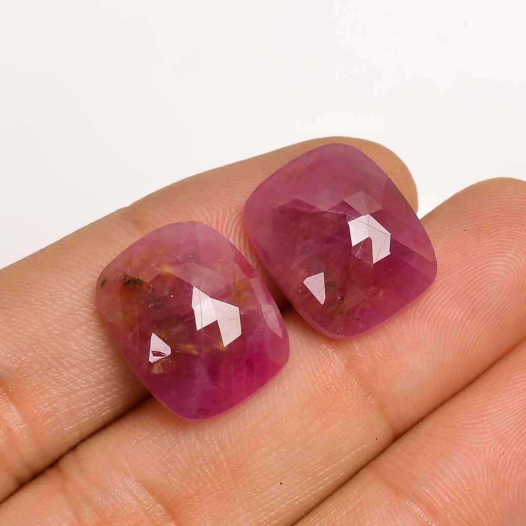 27 Ct. Pink Ruby Rose Cut Pair Natural Pink Ruby Rosecuts Slice Radiant ...