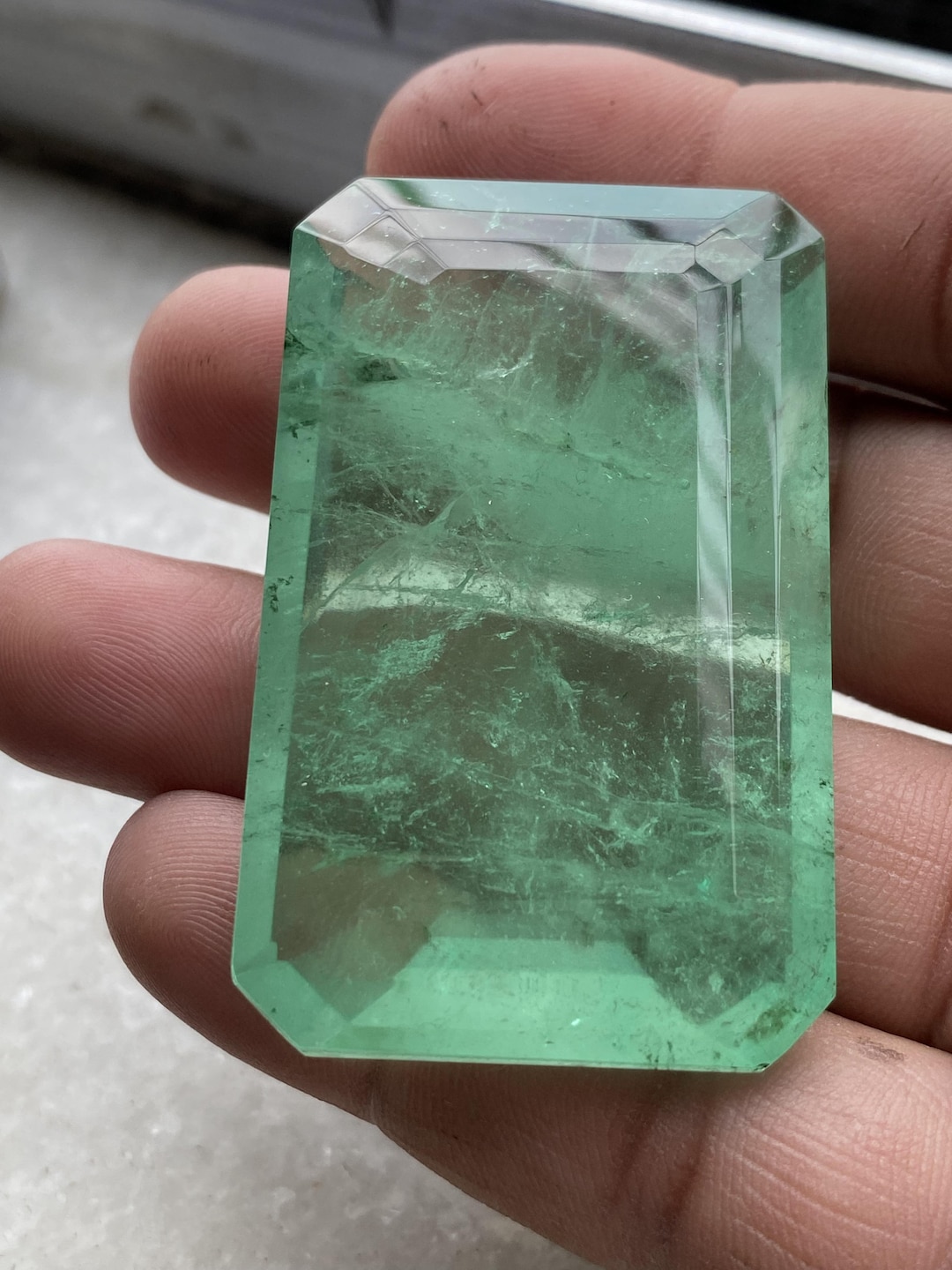 Colombian Emerald Doublet: Radiant Cut Loose Gemstone (33X54X15 Mm, 190 ...