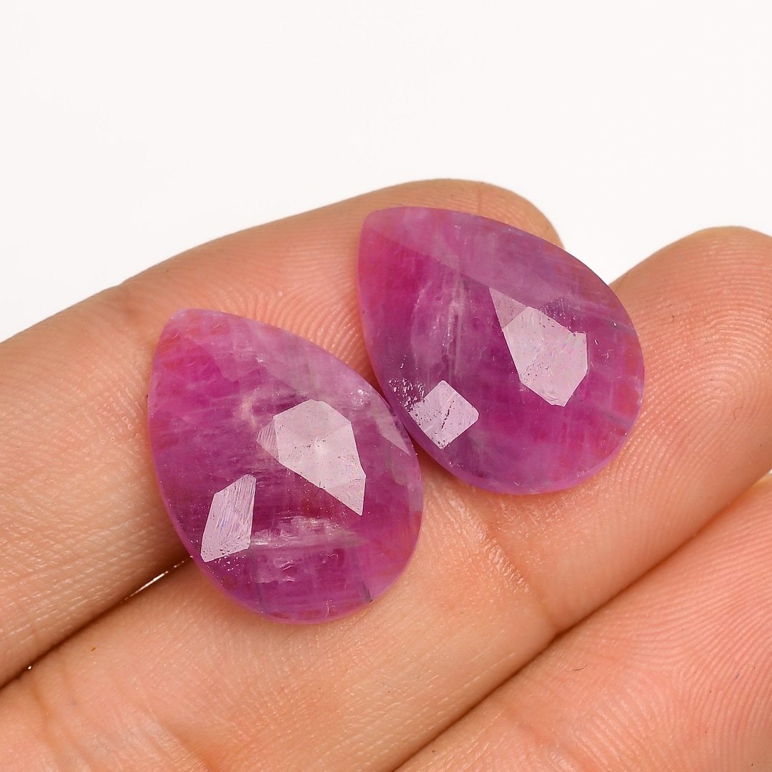 22.5 Ct. Ruby Rose Cut Pair Natural Pink Ruby Rosecuts Slice Pair Pear ...