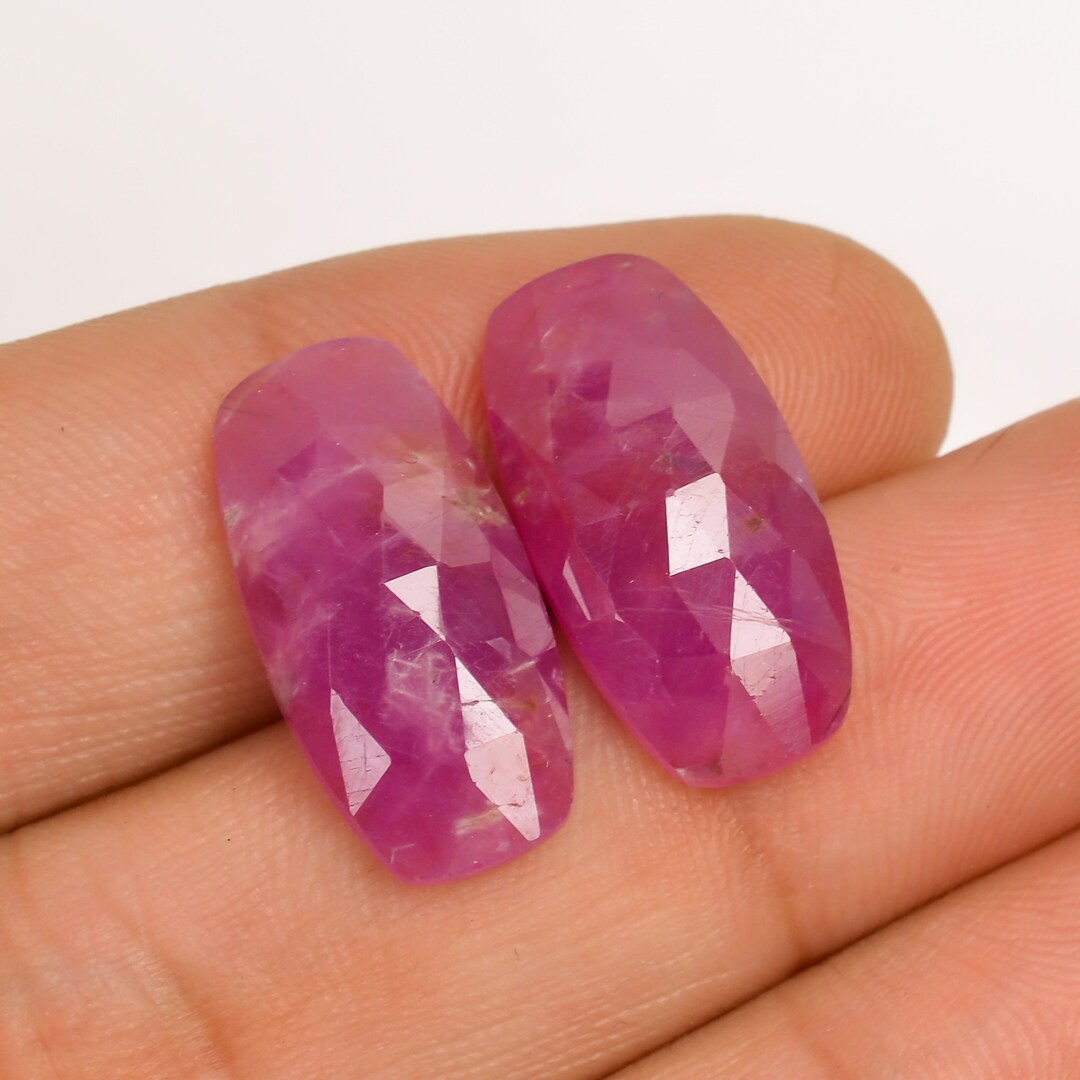 19 Ct Pink Ruby Rose Cut Gemstone Pair: Radiant Faceted Slices ...