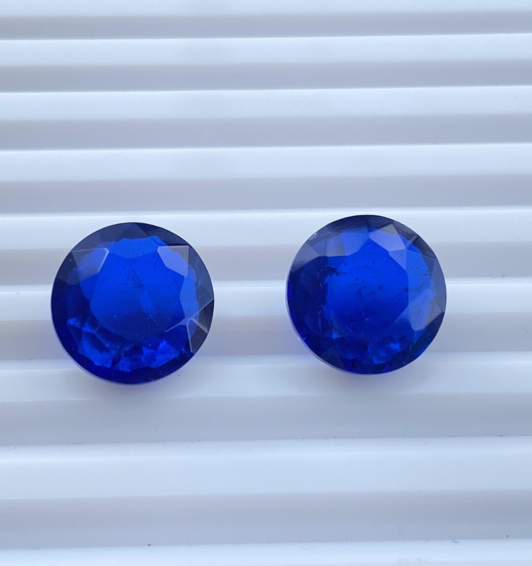 2 Ct Natural Blue Sapphire Doublet Round Shape Cut Stone Loose Gemstone ...