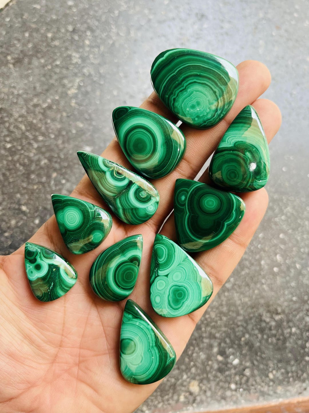 Natural Malachite Cabochon Lot Malachite PEAR Shape 10 Pcs Loose ...