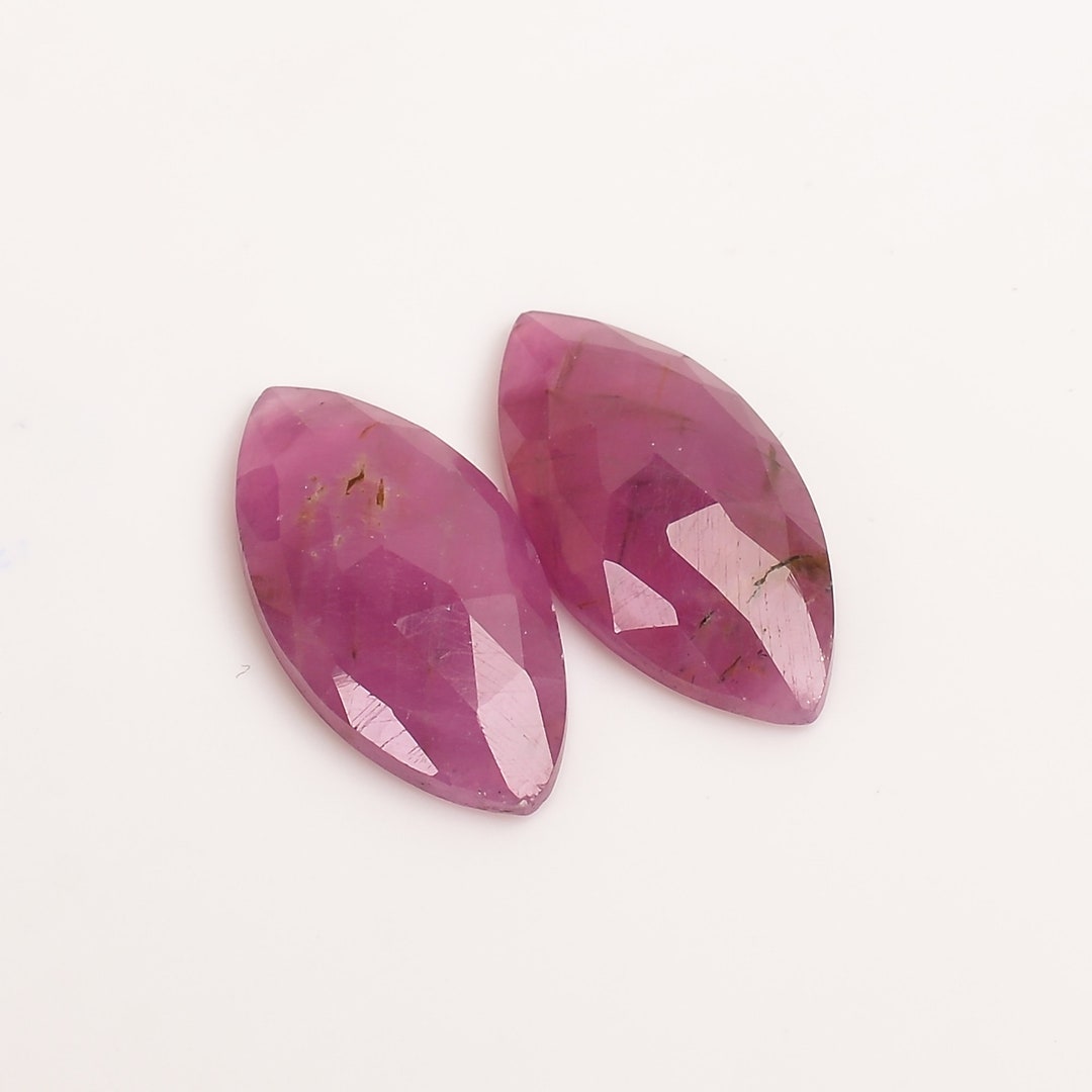 14.5 Ct Ruby Rose Cut Pair Natural Pink Ruby Rosecuts Slice Marquise ...