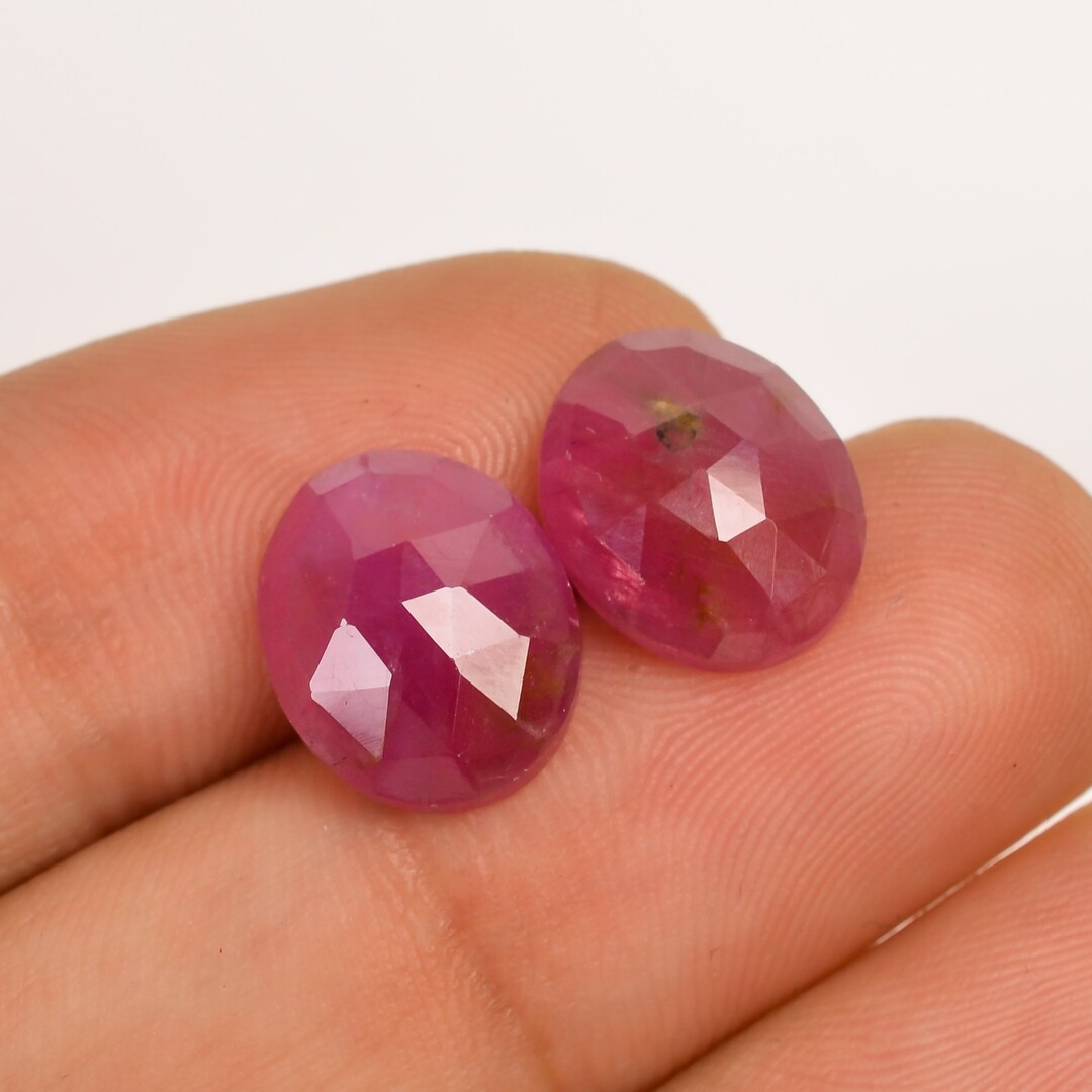 9.5 Ct. Pink Ruby Rose Cut Pair Natural Pink Ruby Rosecuts Slice Oval ...