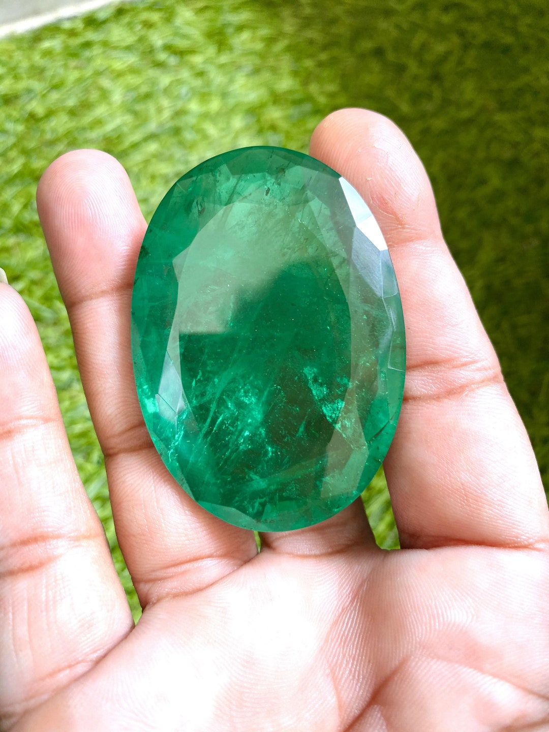 Emerald Cut Gold Jewelry Emerald Pendant Natural Emerald Doublet Oval ...