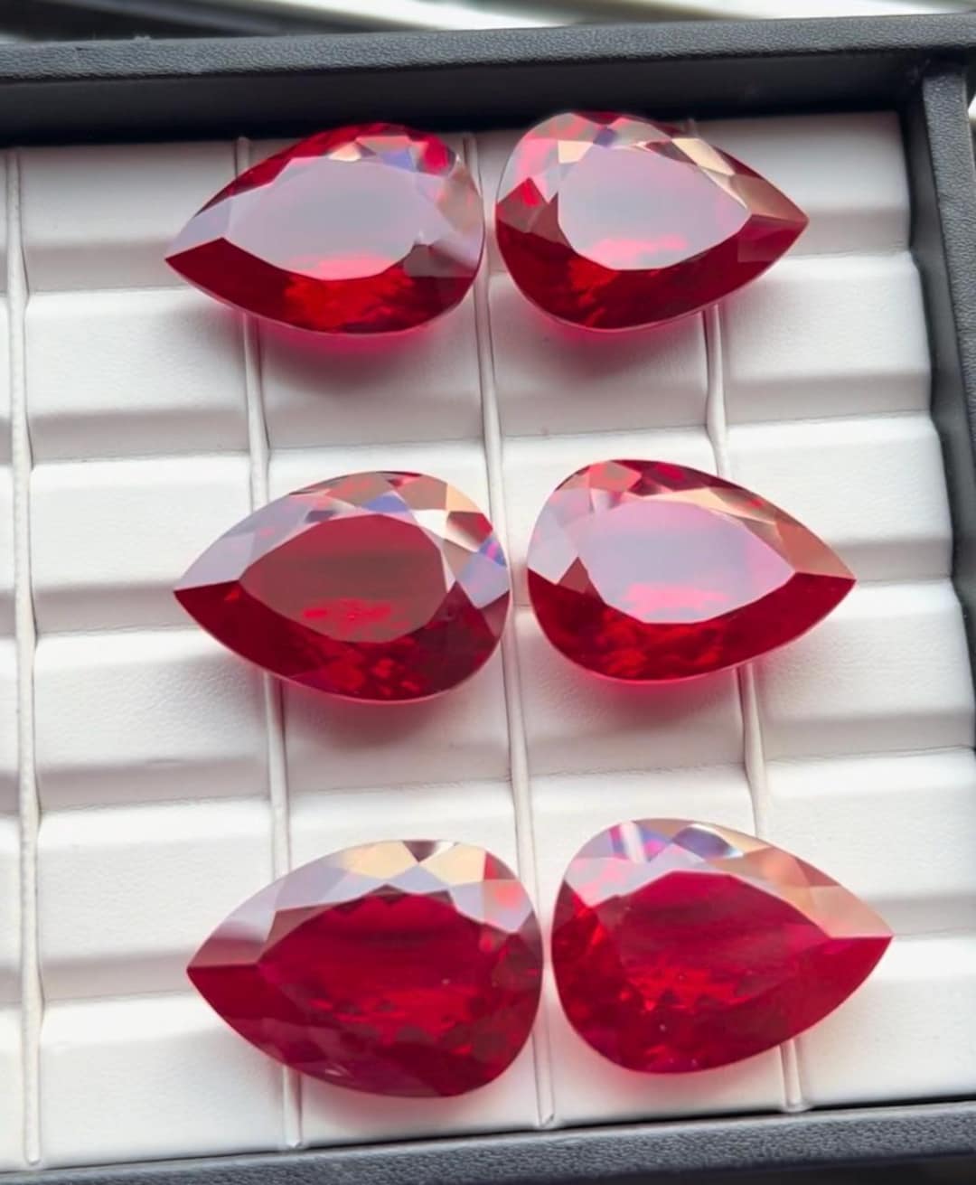 Pear Shape Ruby Gemstone Lot: 6 Loose Ruby Pendants (21X30X11 Mm, 336 ...