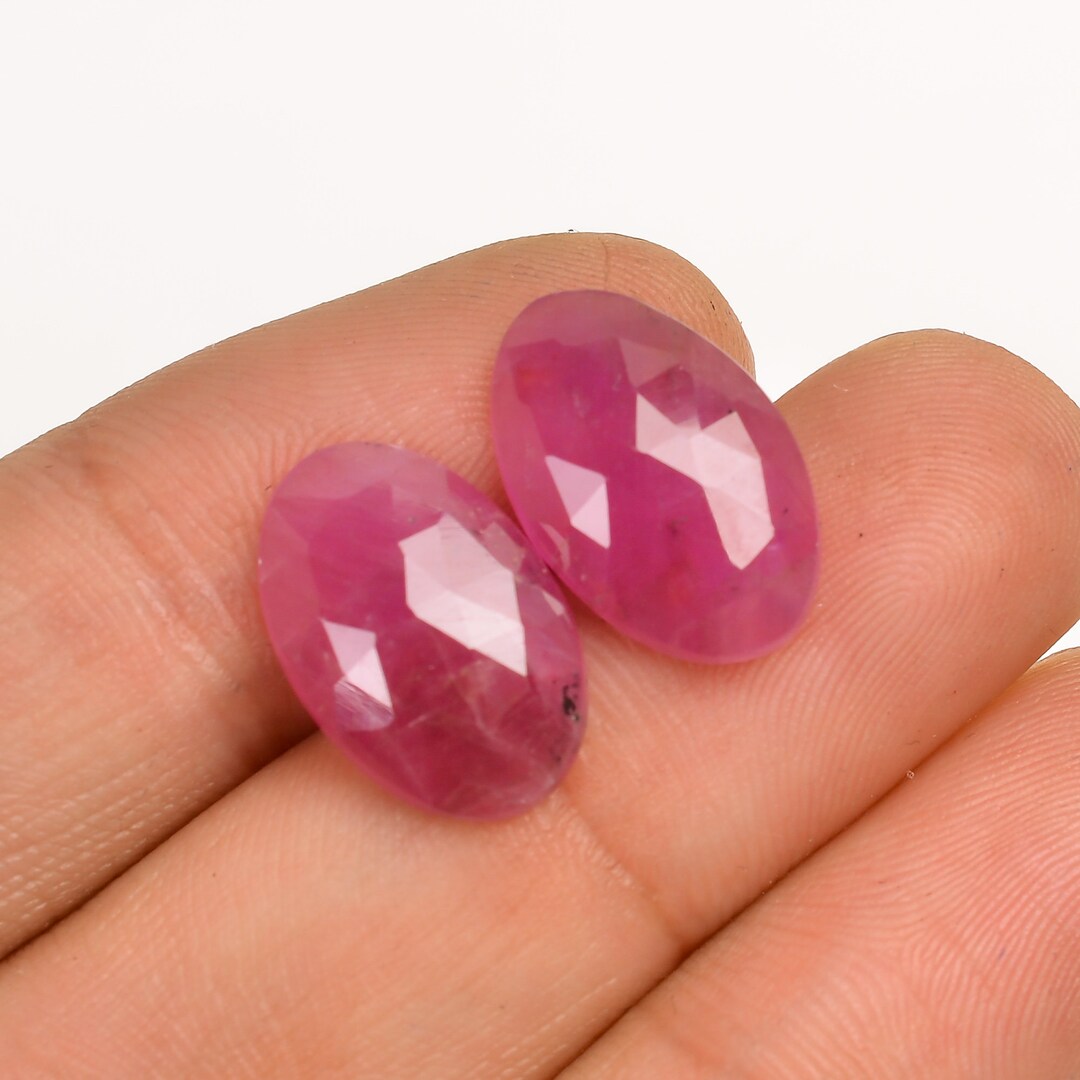 13 Ct Pink Ruby Rose Cut Pair: Oval Faceted Gemstones (15x10x3mm) - Etsy