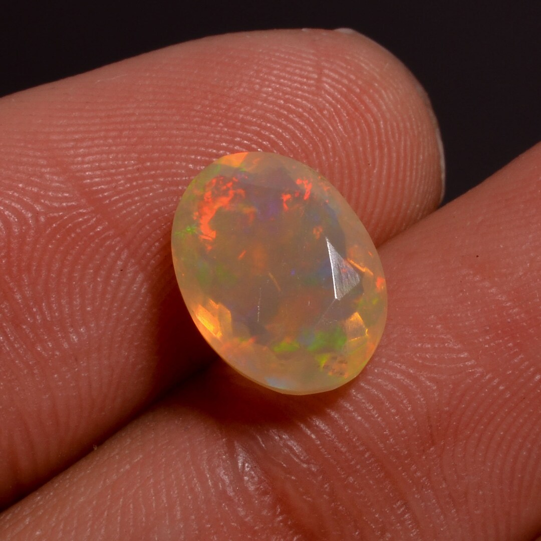 Welo Fire Ethiopian Opal: Emerald Cut Oval Loose Gemstone, 1.6 Ct ...
