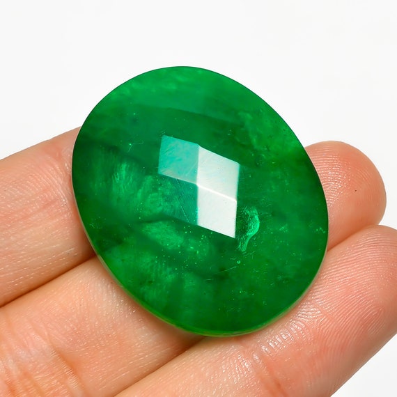 54 Ct Natural Emerald Doublet Quartz Oval Shape Faceted Loose | Etsy
