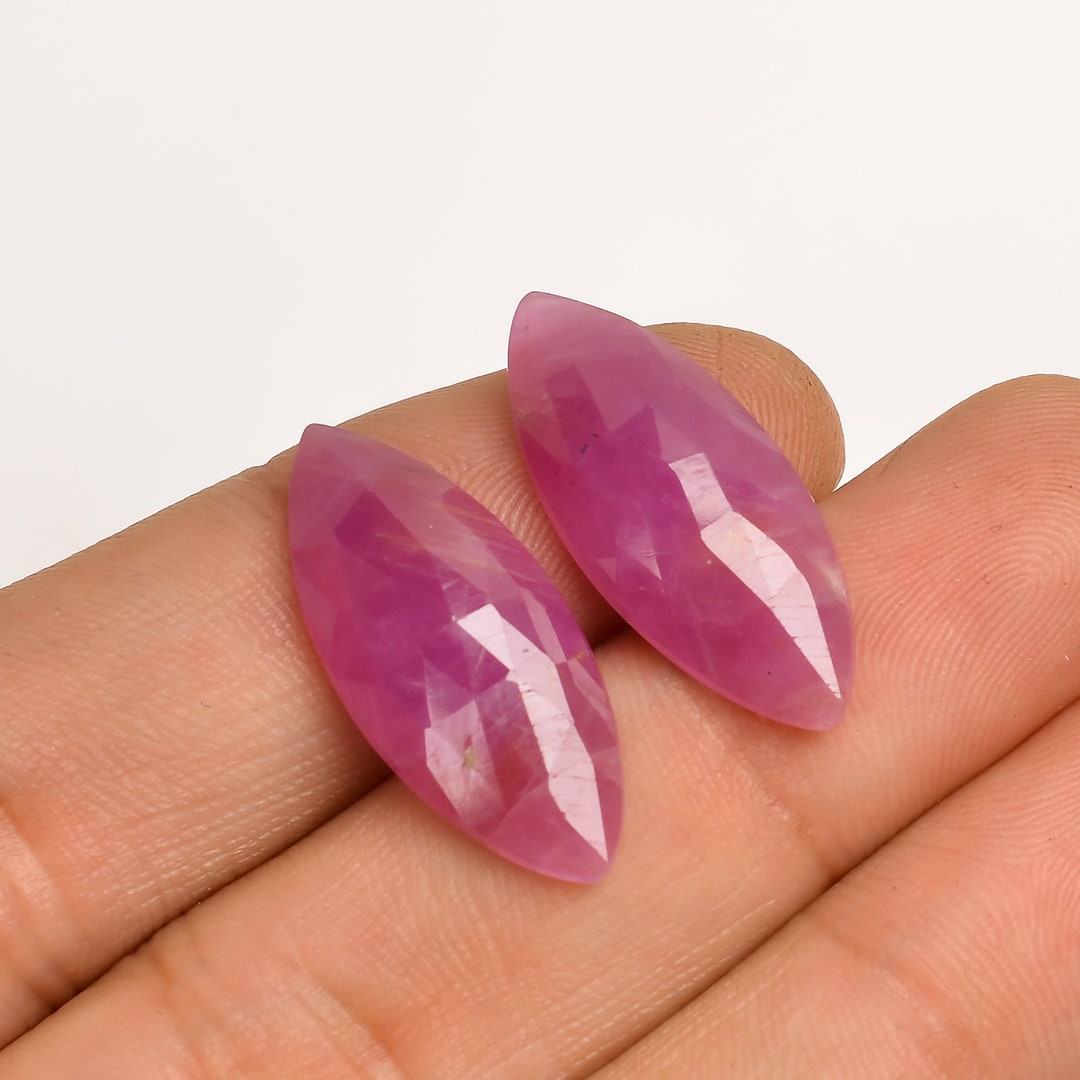 20.5 Ct Pink Ruby Rose Cut Marquise Gemstone Pair: 24x10x4mm - Etsy