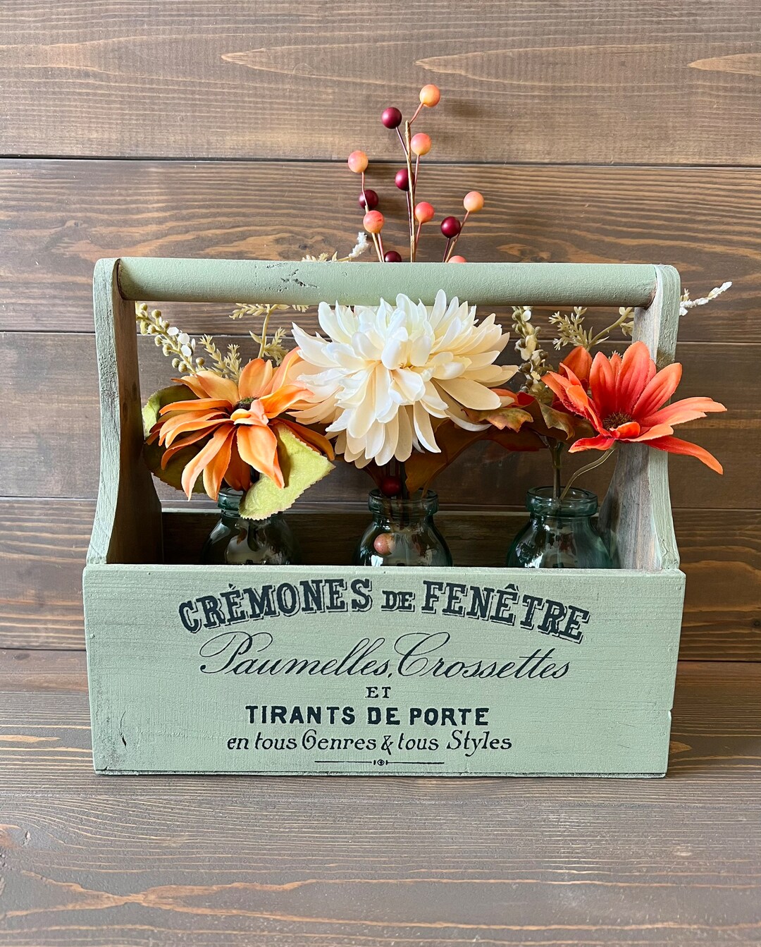 Decorative Planter Box, Decorative Rustic Wood Caddy, Rustic Floral ...