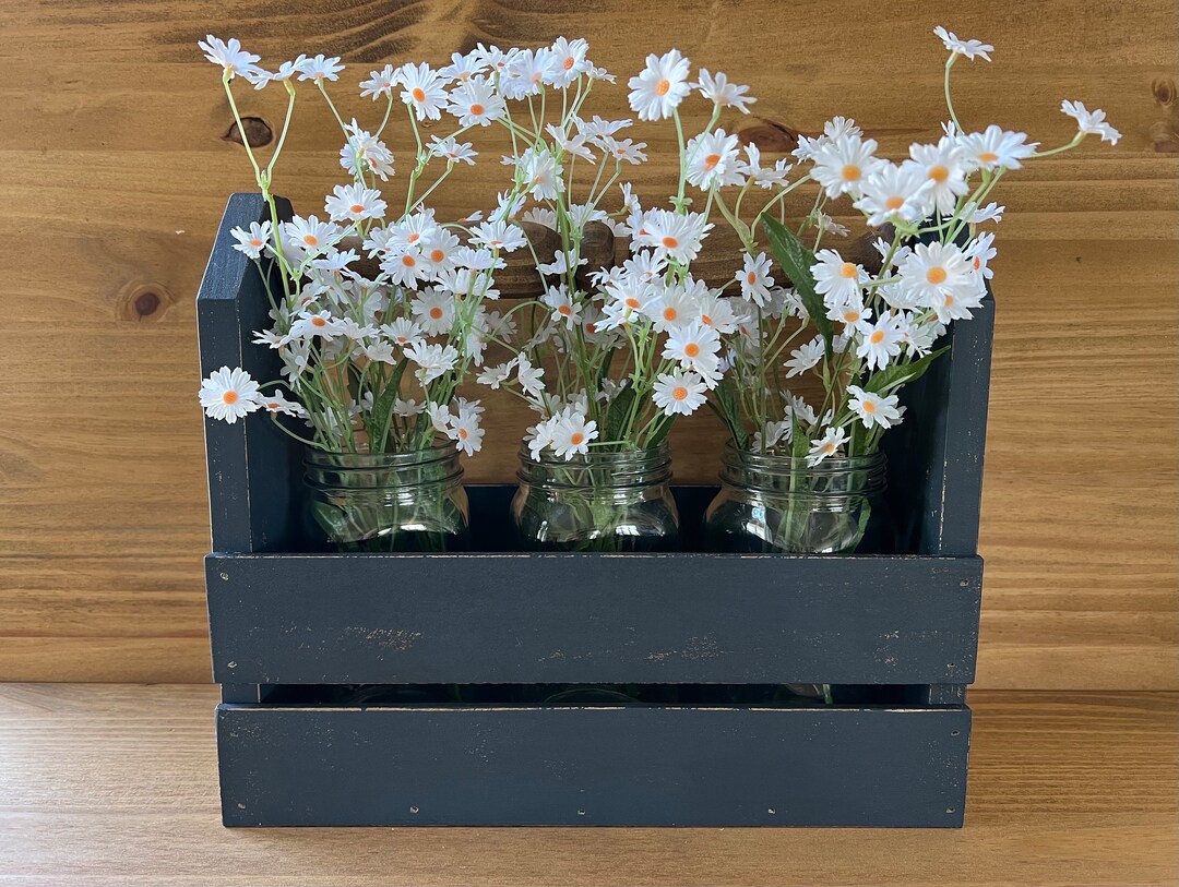 Decorative Planter Box, Decorative Rustic Wood Caddy, Spring Floral ...