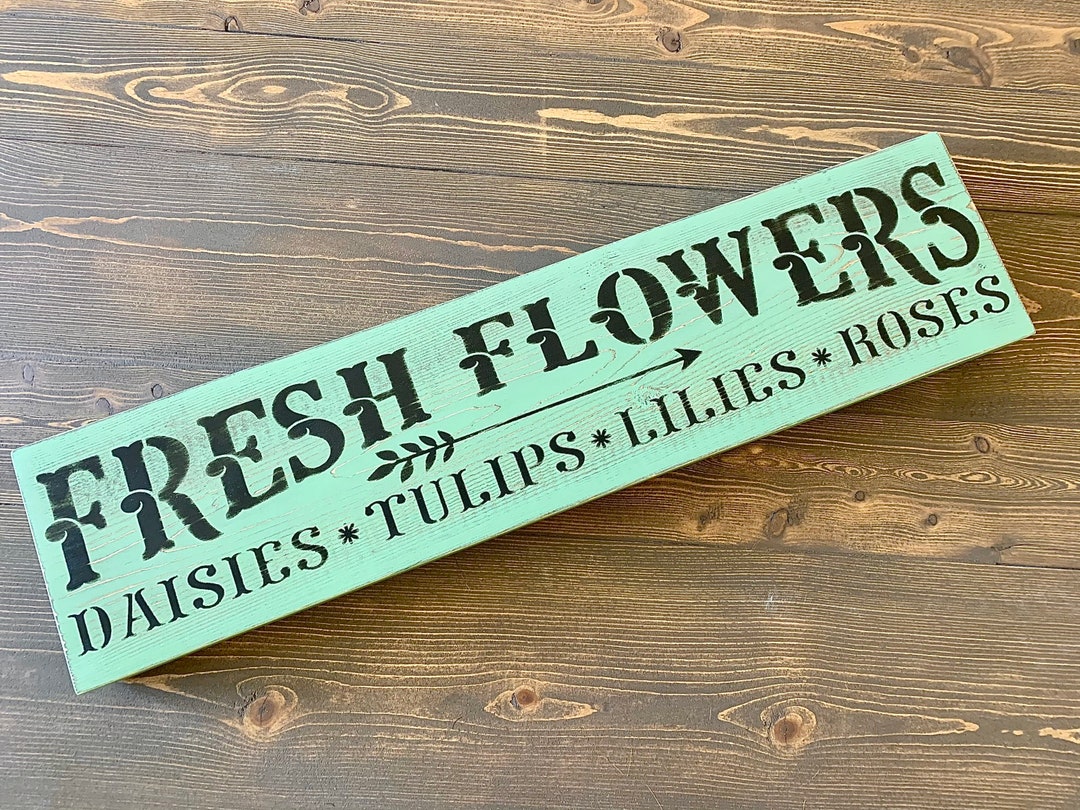 Fresh Flowers Sign, Primitive Fresh Flowers Sign, Primitive Sign ...