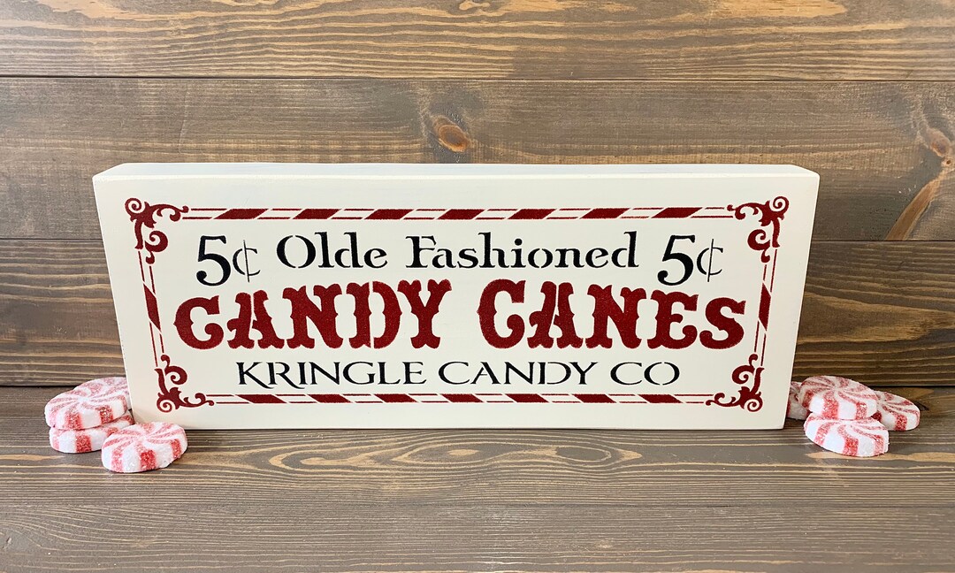 Olde Fashioned Candy Canes Kringle Co Wood Sign, Christmas Sign ...