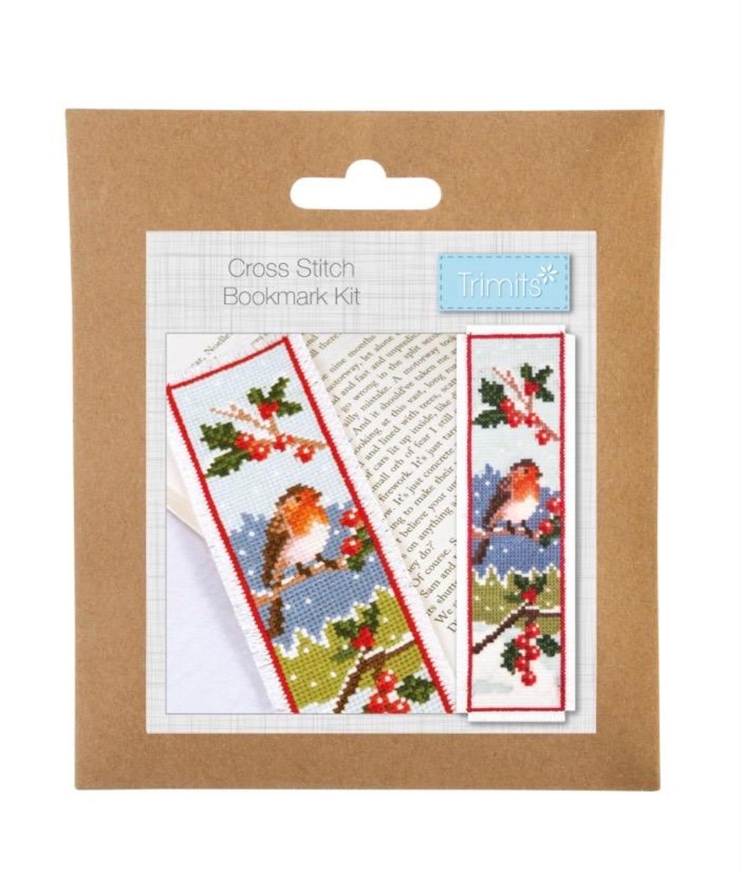 Cross Stitch Robin Bookmark, Christmas Robin Bookmark, Christmas ...