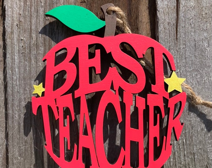 Engraved Wood Thank You the Best Teacher Apple Keepsake Personalised ...