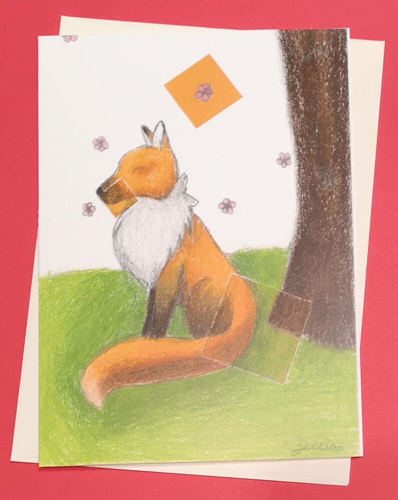 Square Fox Valentine Greeting Card | Art Card | Nature Card | Wildlife ...