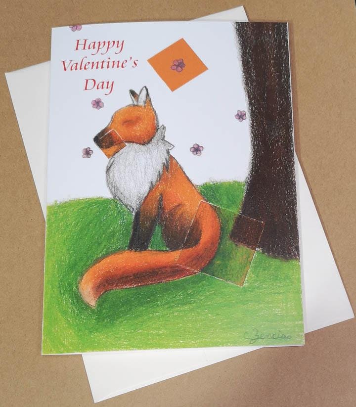Square Fox Valentine Greeting Card | Art Card | Nature Card | Wildlife ...