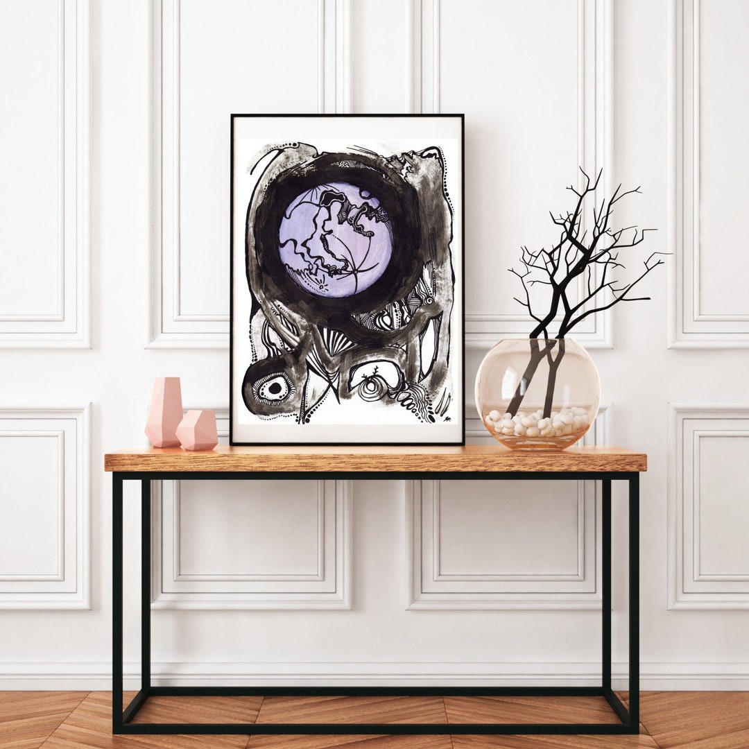 Downloadable Full Moon Abstract Art Print - Etsy
