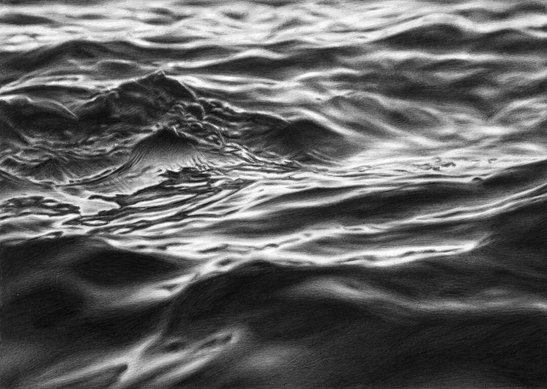 Original Pencil Drawing of the Sea, Hand Drawn - Etsy