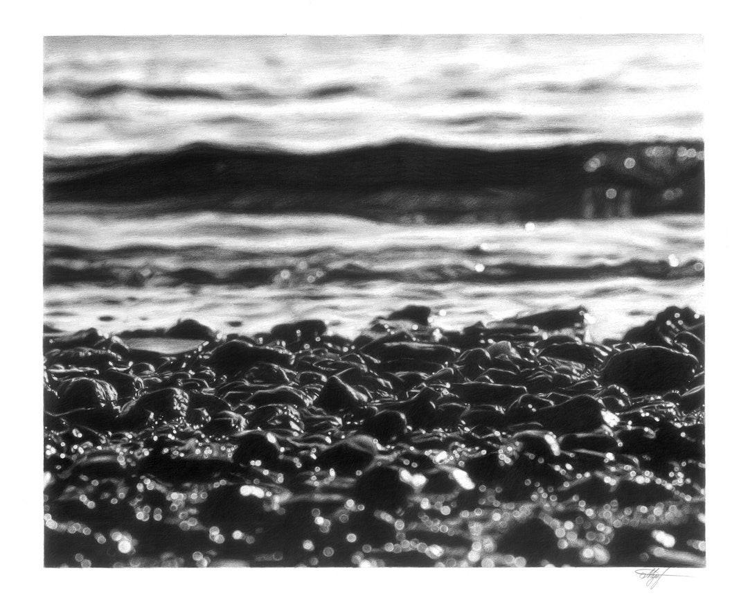Original Drawing of the Seashore, Hand Drawn - Etsy