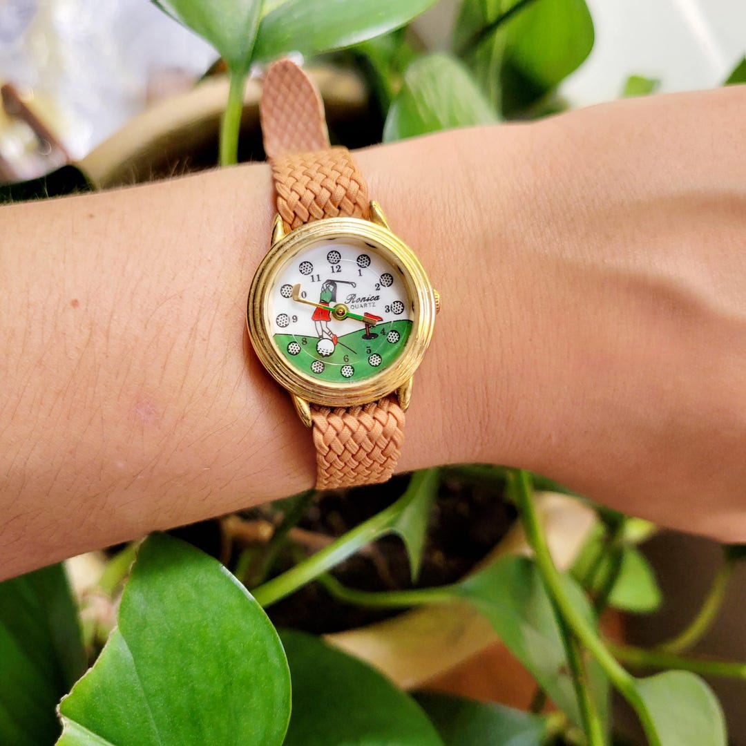 Vintage Ronica Quartz Gold & Tan Golf Watch - Etsy