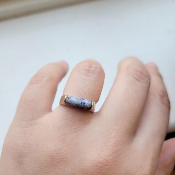 Vintage Mexican 825 Silver Sodalite Dainty Ring Band,… - Gem