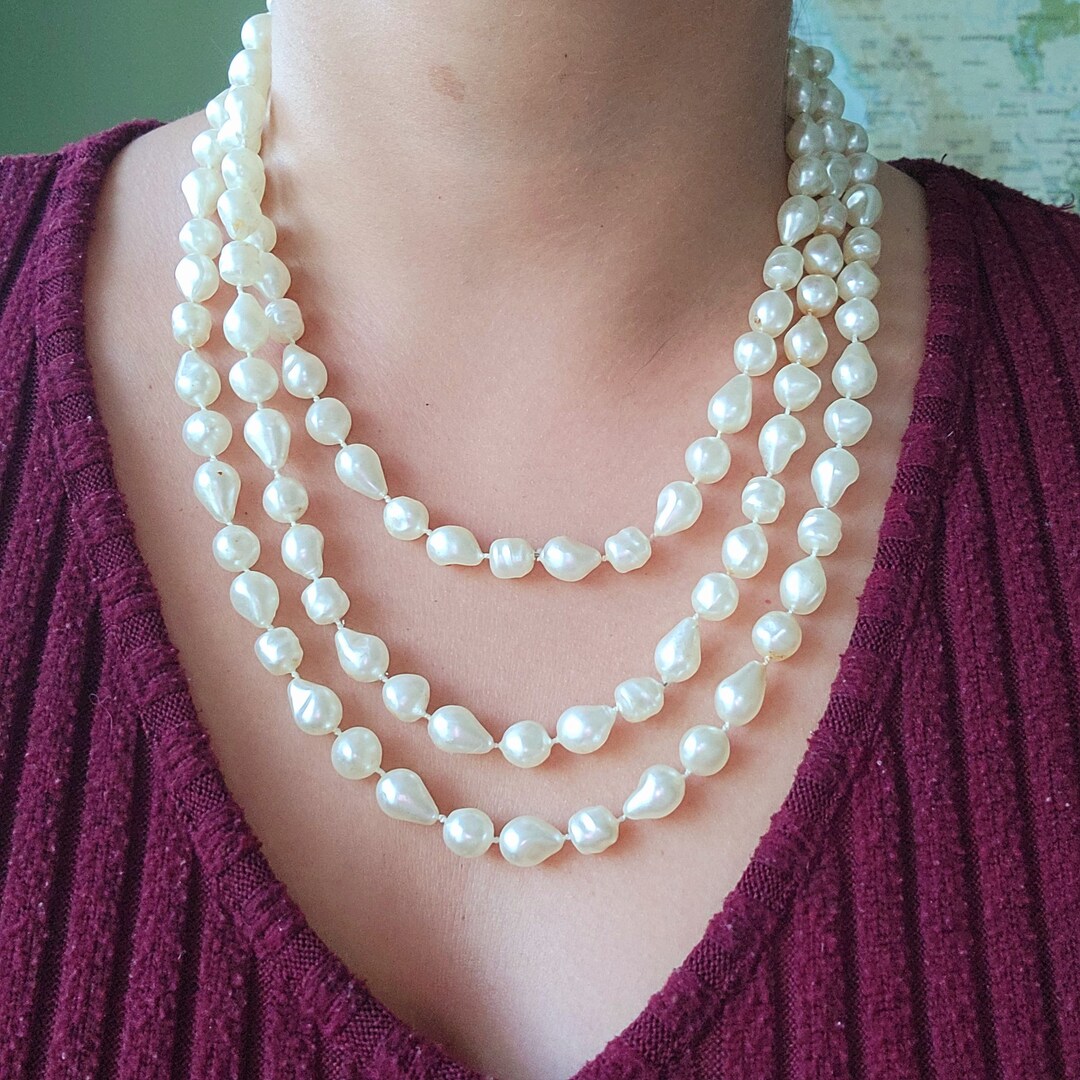 Vinted Handknotted Pearl Necklace - Etsy