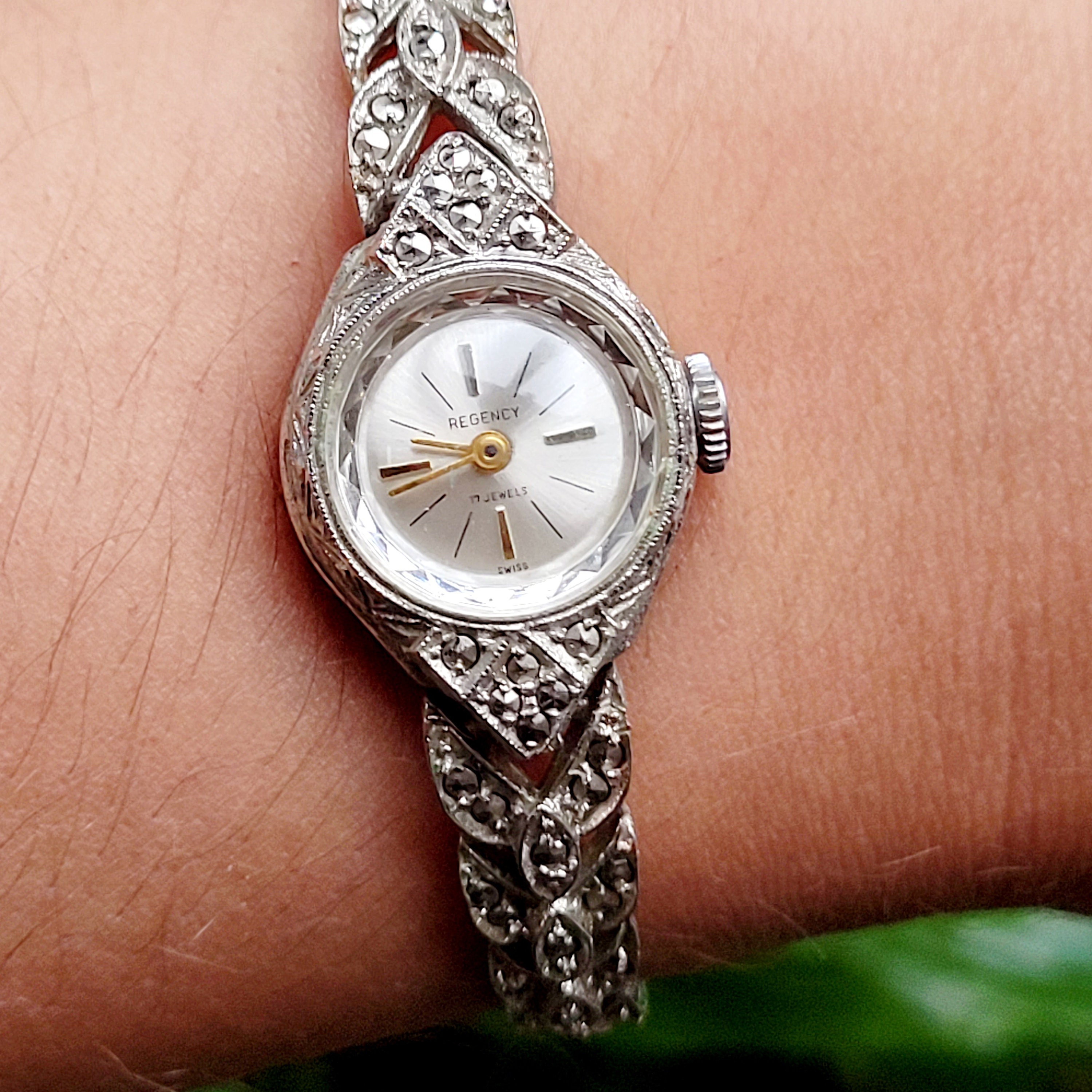 Vintage Swiss Regency 17 Jewels Classic Silver Marcasite Watch - Etsy