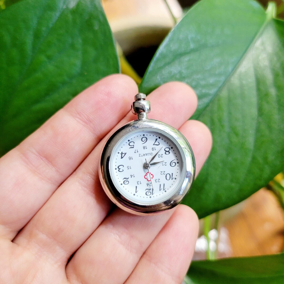 Classic Silver Nurses Quartz Watch Pocket Clock With Red Decal - Etsy
