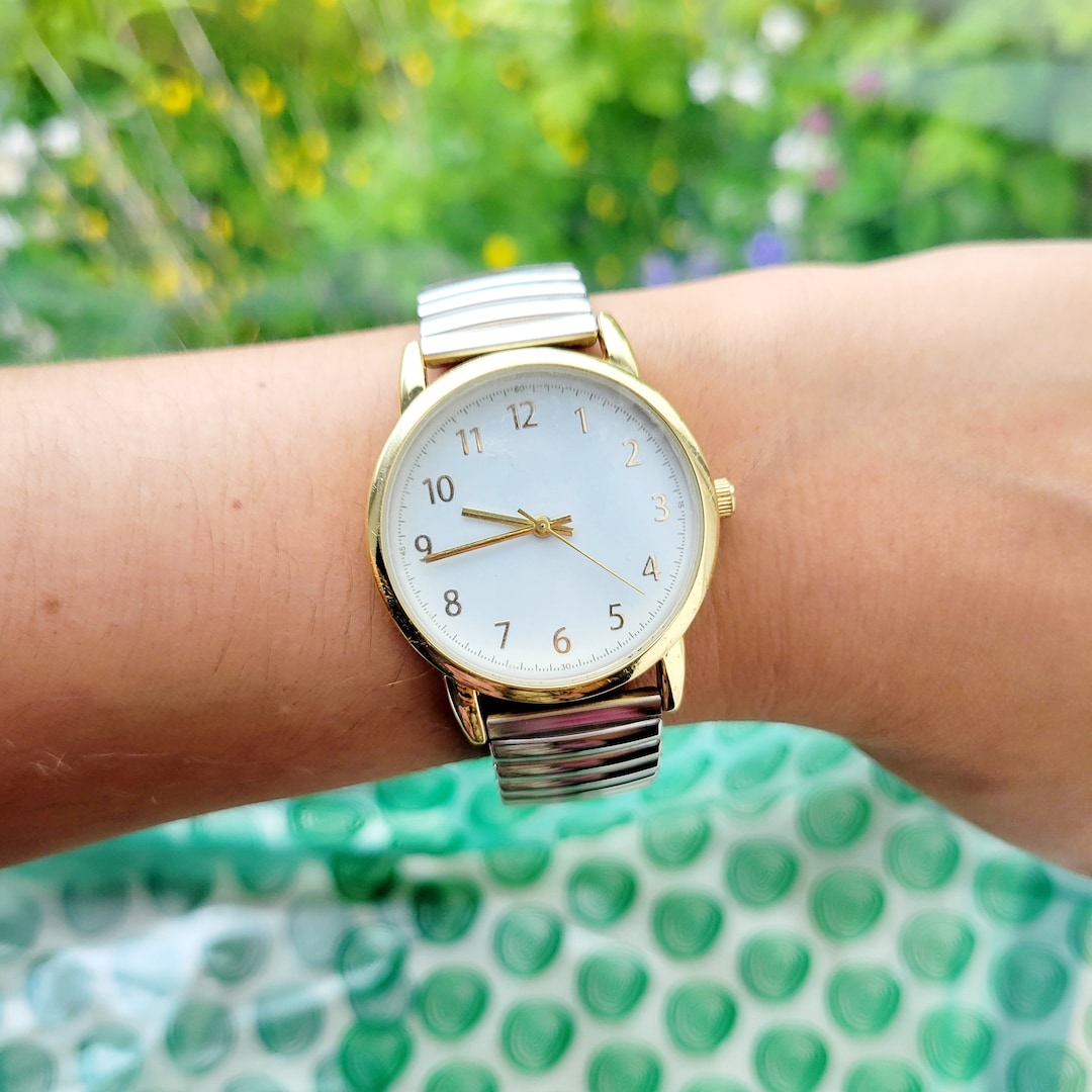 Classic Gold & Silver Stretch Watch - Etsy