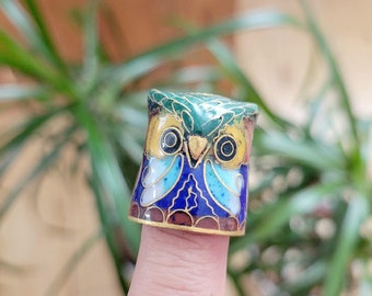 RARE Vintage Cloisonne Bird Owl Thimble - Etsy