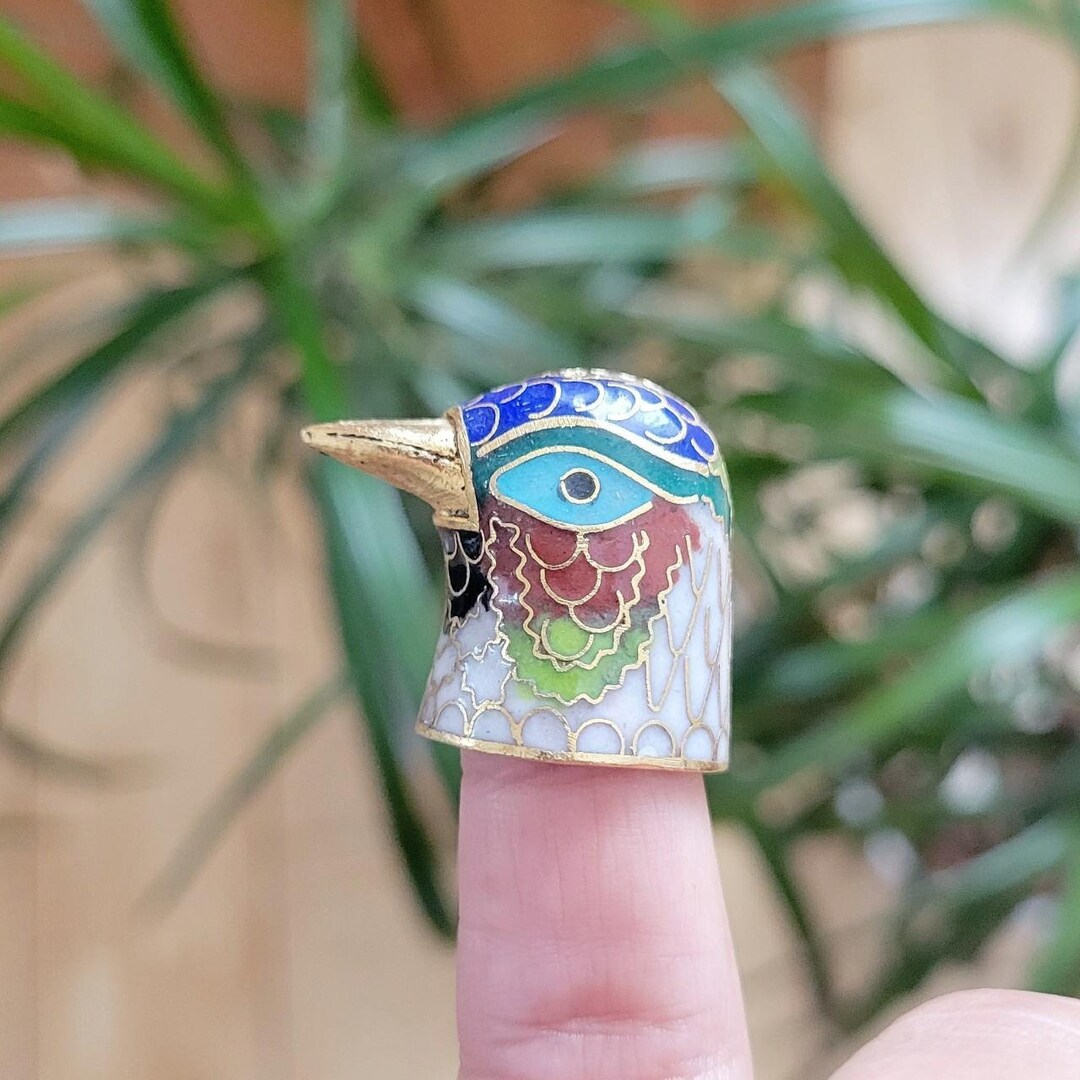 RARE* Vintage Cloisonne Bird Thimble - Etsy