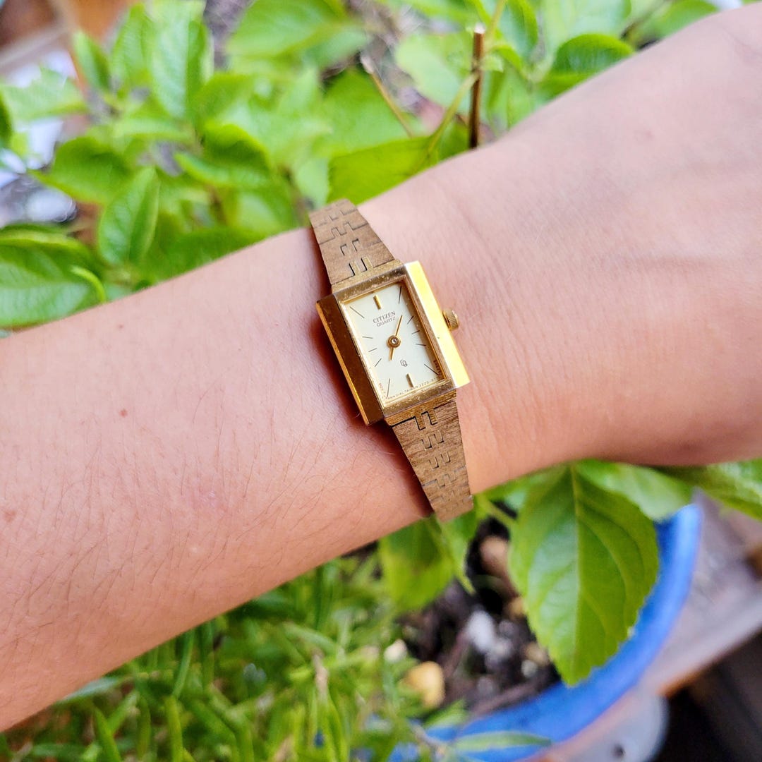 Vintage Citizen Quartz Classic Gold Womens Womans Square Rectangular Watch - Etsy