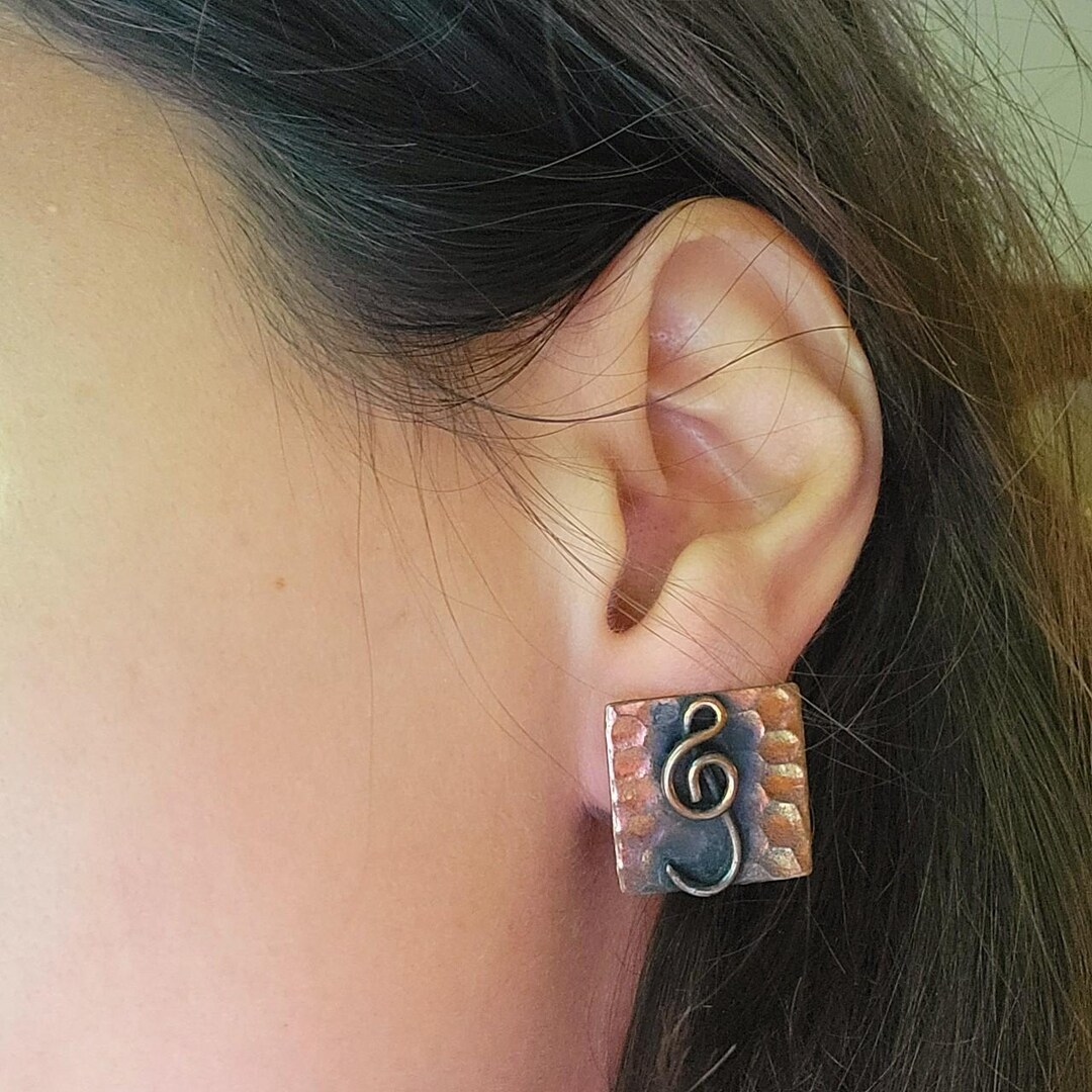 Vintage Copper Treble Clef Musical Clip-on Earrings - Etsy