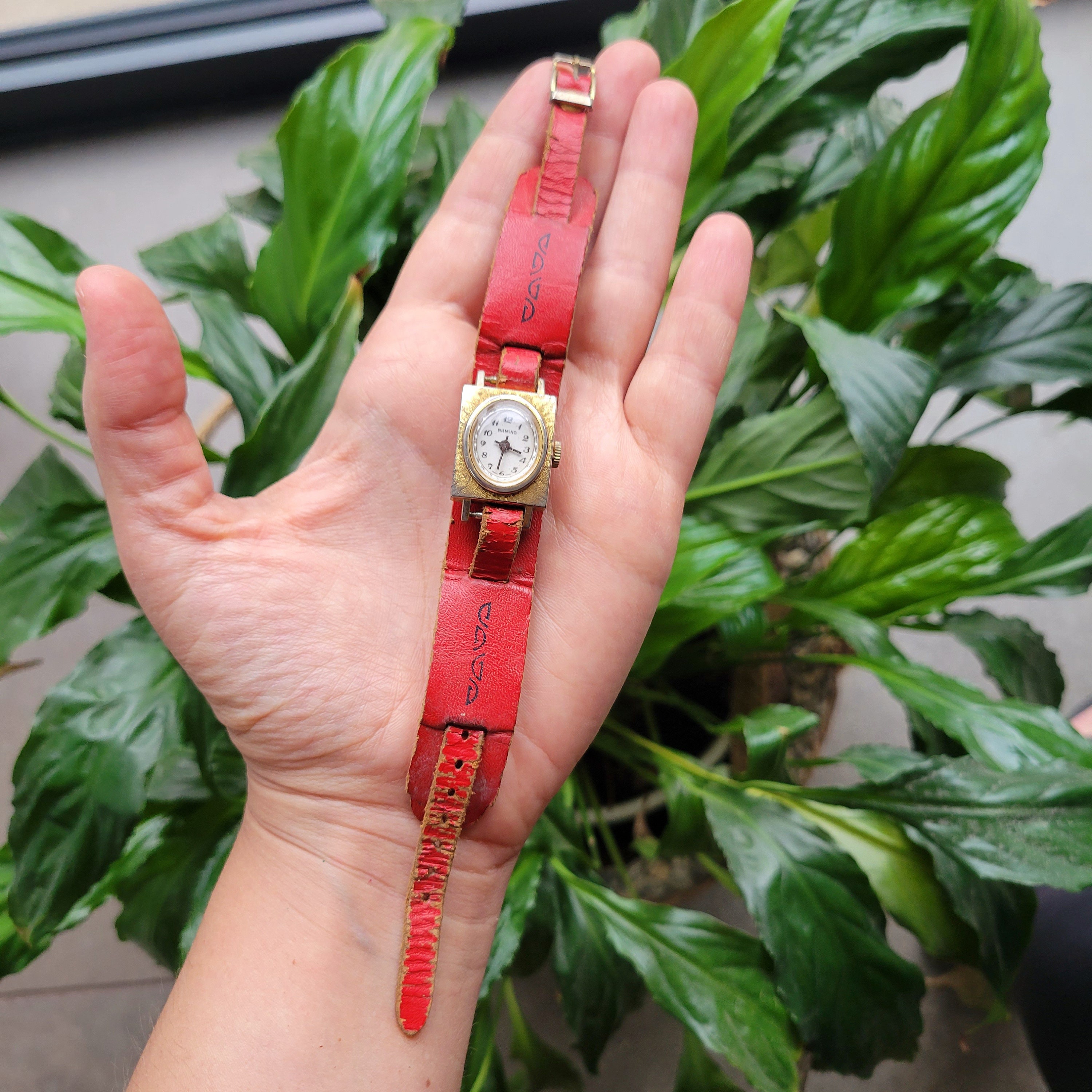 Vintage Swiss Ramino Red Leather Watch - Etsy