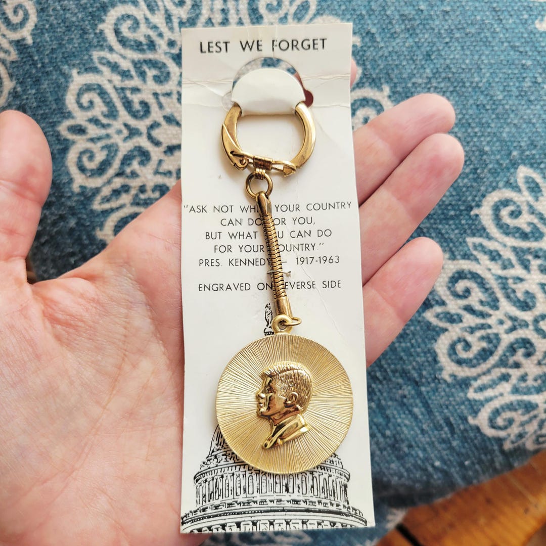 RARE* Vintage JFK Kennedy Gold Keychain in Original Packaging - Etsy