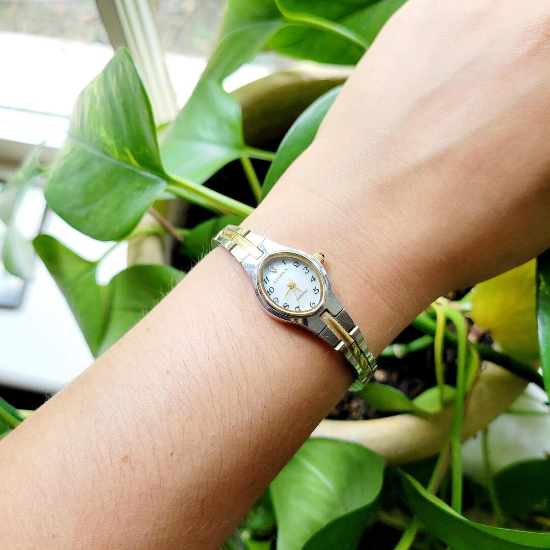 Classic Elgin II Dainty Silver & Gold Watch - Etsy