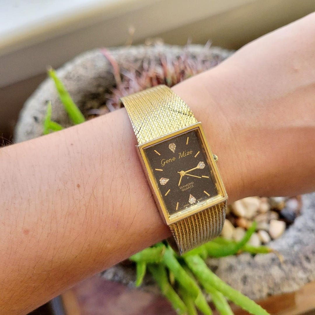 Vintage Benrus Gene Mize Gold Genuine Diamond Quartz Womens Womans ...