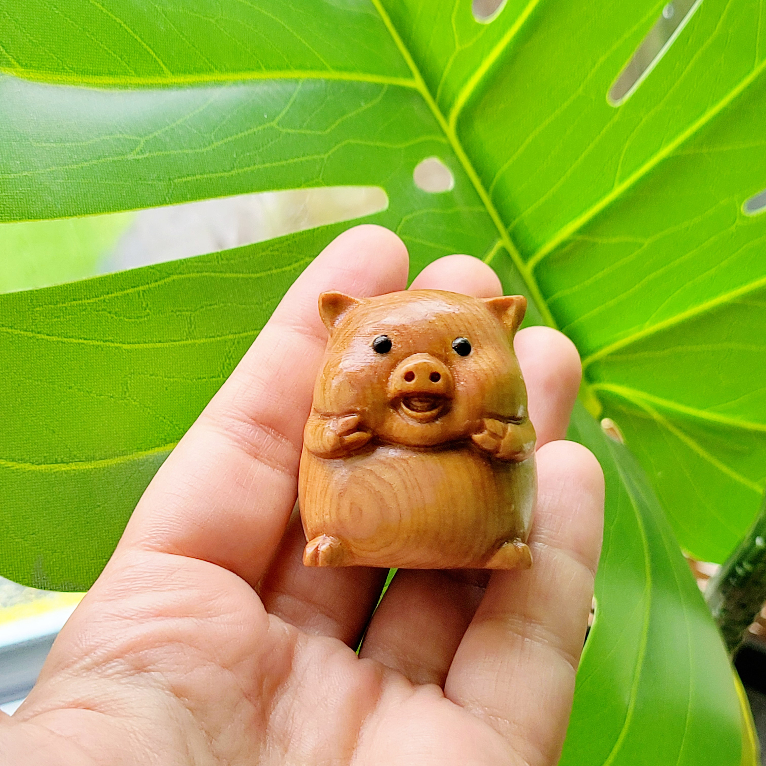 Vintage Wooden Pig Figurine - Etsy