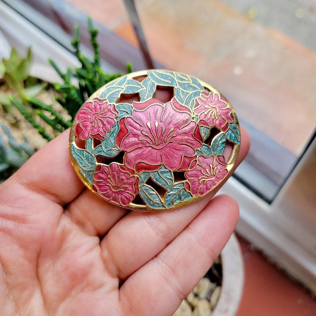 Vintage Floral Oval Boucher Brooch Pin - Etsy