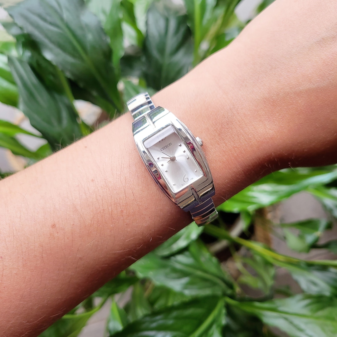 Vintage Silver Citron Quartz Watch - Etsy