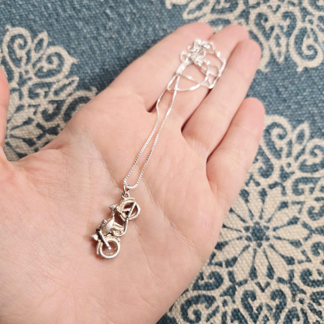 Vintage 925 Sterling Silver Motorcycle Necklace - Etsy