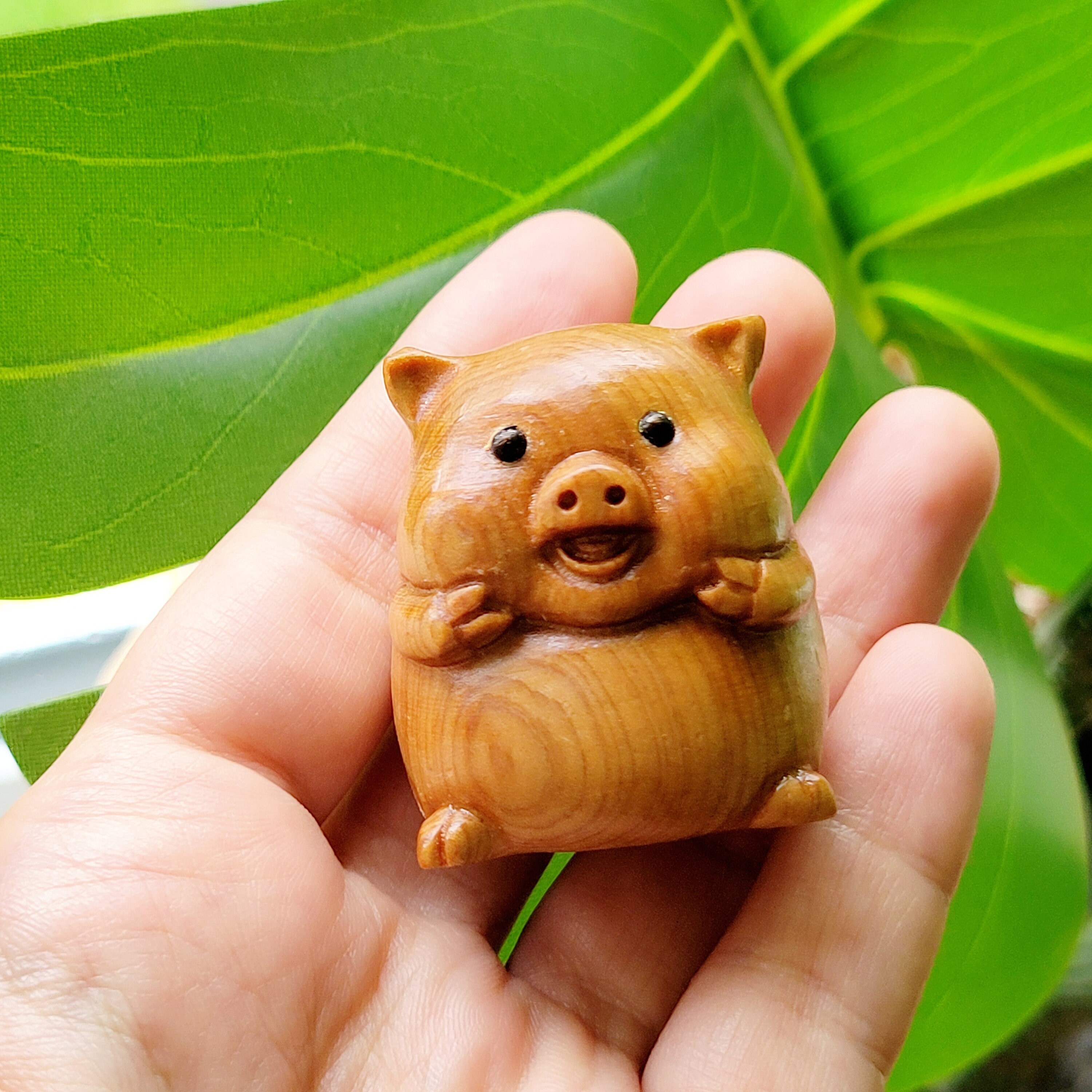 Vintage Wooden Pig Figurine - Etsy