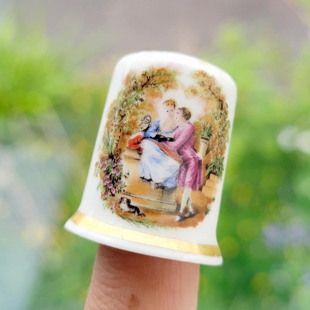 Vintage Victorian Scene Thimble - Etsy